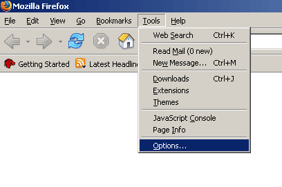Browser Settings - Firefox 1.0 (Step 1)
